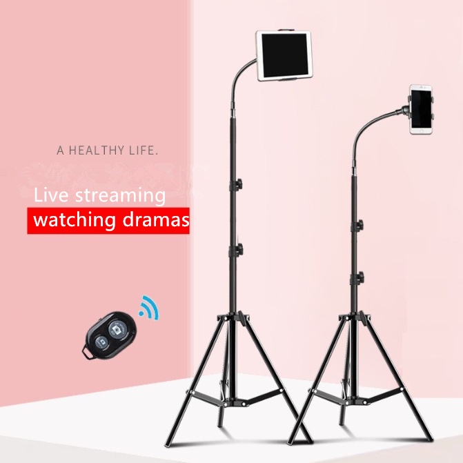 Metal gooseneck stand tripod tablet phone stand with remote control ...