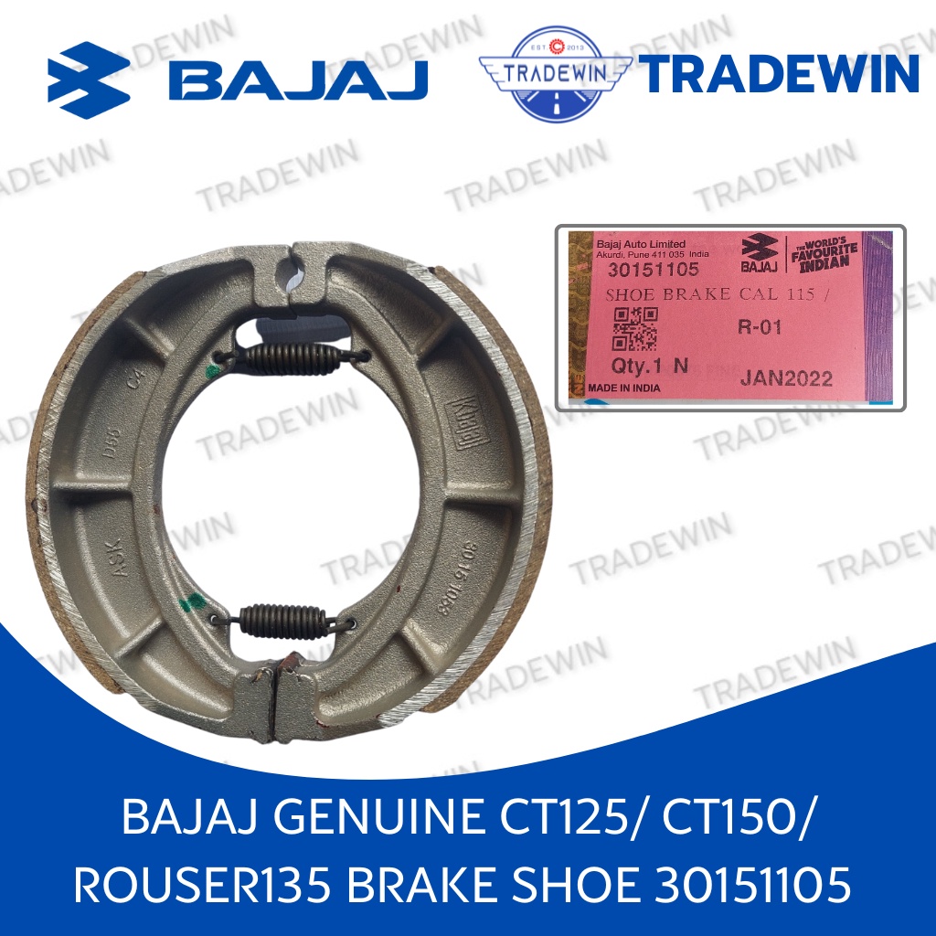 CT125/ BOXER CT150/ROUSER135/CT100B (BAJAJ GENUINE) BRAKE SHOE WITH ...