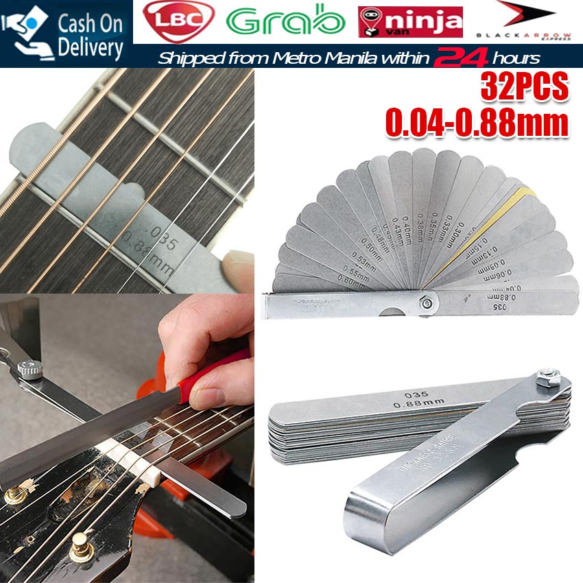 【Fast Delivery】 Stainless Steel 32 Blades 0.02-1mm Feeler Gauge Metric Gap Filler Thickness Tool ...