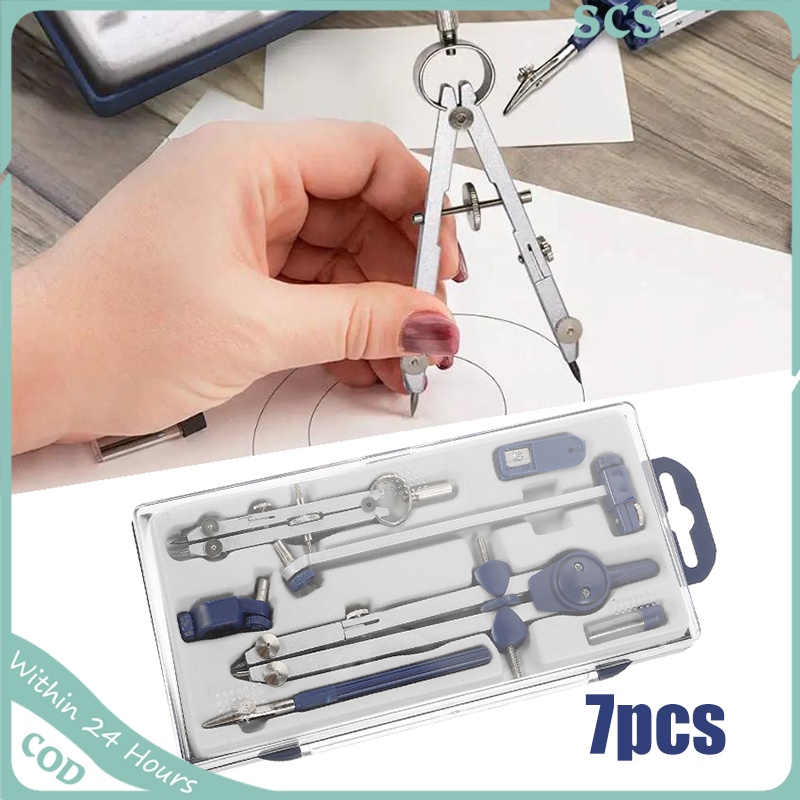 7PCS/Set Professional Drawing Compass Kit Adjustable Metal Geometry ...