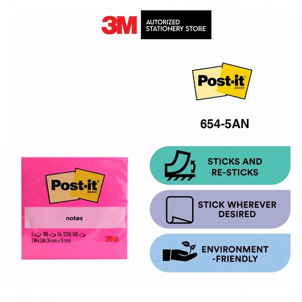 3M Post-it® Notes 654-5AN Post-It 3x3in [MP6545AN] | Shopee Philippines