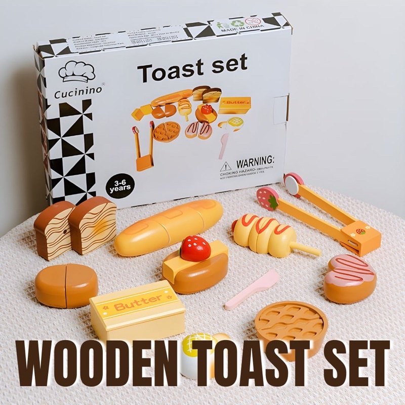 Cucinino Toast Set / Breakfast Toast set / wooden set pretend play ...