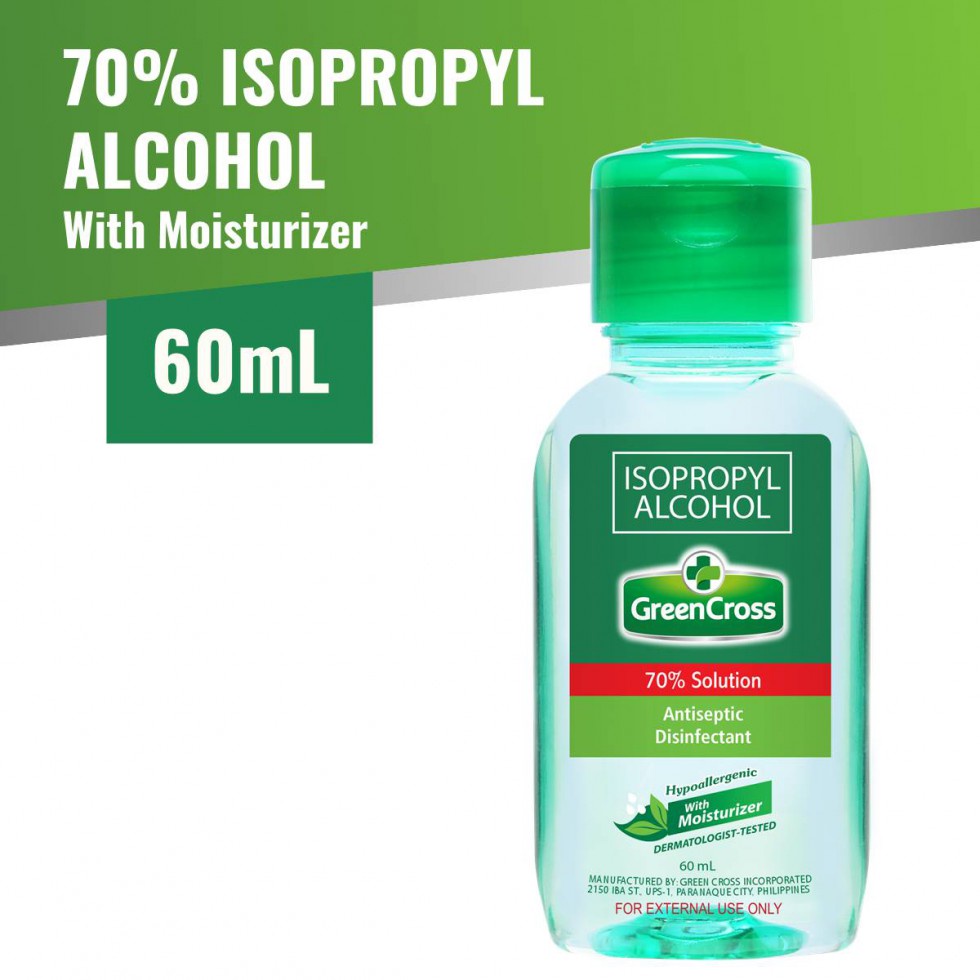 Green Cross Alcohol 70% With Moisturizer Isopropyl 60ml | Shopee ...
