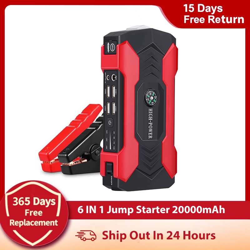 6 In 1 Car Jump Starter 20000mAh Power Bank Portable Car Battery ...