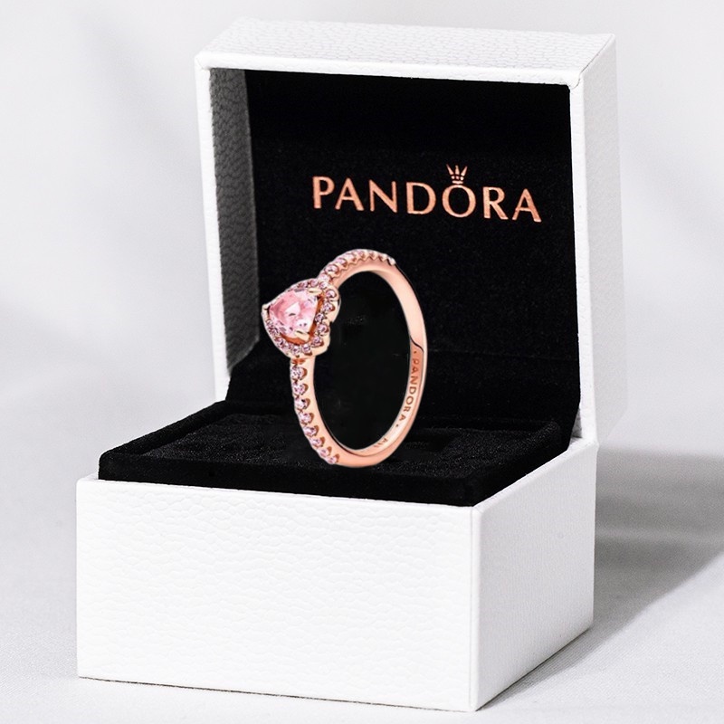 Pandora Love Heart Ring Promise Ring Woman 18K Rose Gold Engagement ...