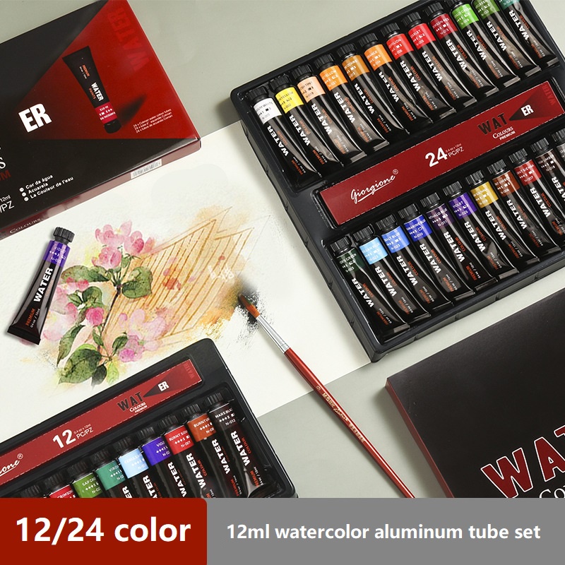 Watercolor Paint Set Small Box Watercolor Paint 12/24 Colors 12ml Wall ...