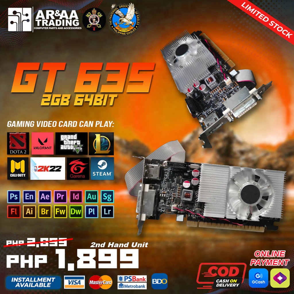 Video Card GT635 2GB 64bit Assorted Brand | Shopee Philippines