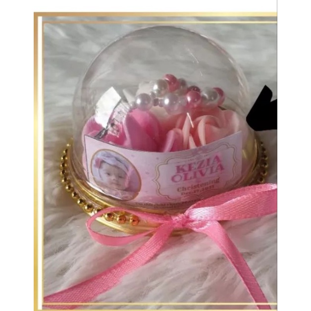 PERSONALIZED DOME WITH 3 FLOWER AND MINNIE ROSARY INSIDE | Shopee ...