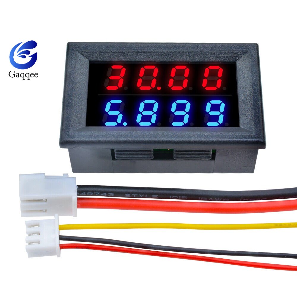 Gaqqee Voltmeter 4 Bit 5-Wires DC 200V 10A Digital LED Dual Display Voltage Current Panel Meter ...