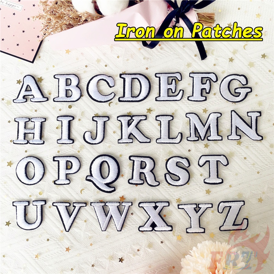 1Pc English Letters Iron-on Patch Alphabet Diy Embroidery Patch Iron on Sew on Badges Patches ...