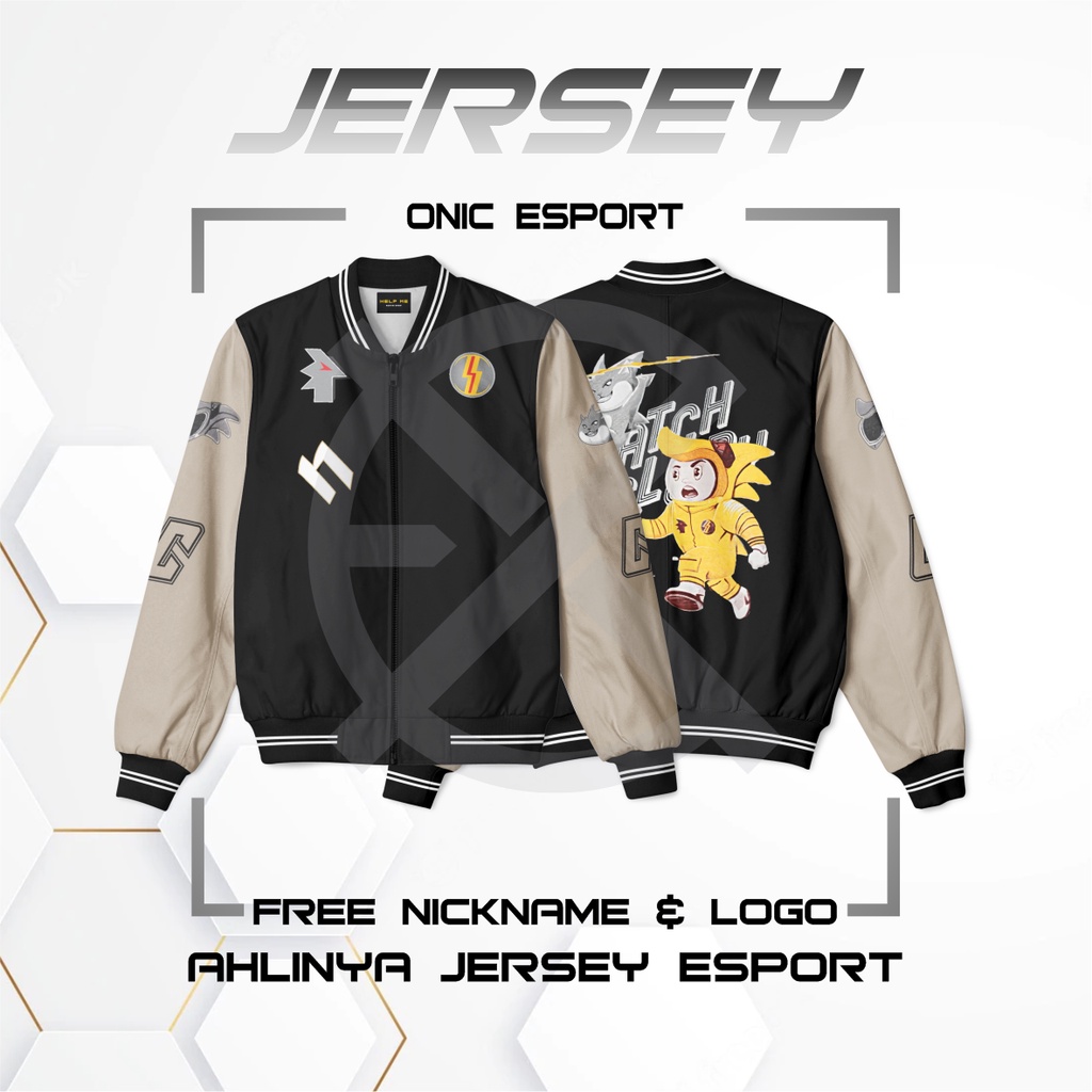 HITAM New ONIC ESPORTS Varsity Jacket Black 2022-2023 SEASON 10 Full ...