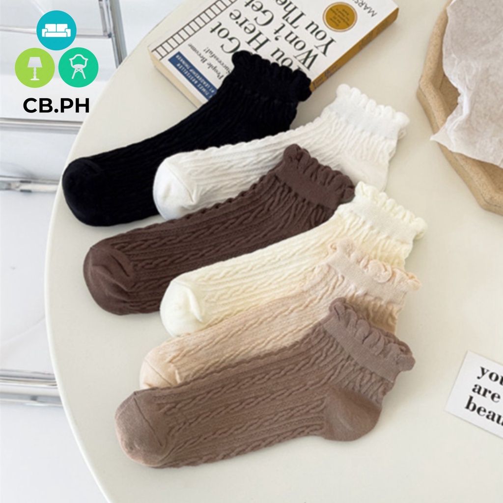 CB.PH Lolita Style Solid Color Ankle Socks Women Cotton Sweet Socks ...