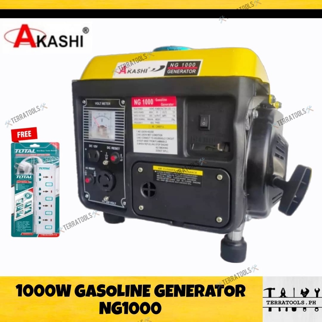 AKASHI 1000W Gasoline Generator NG1000 w/ FREE EXTENSION SOCKET ...