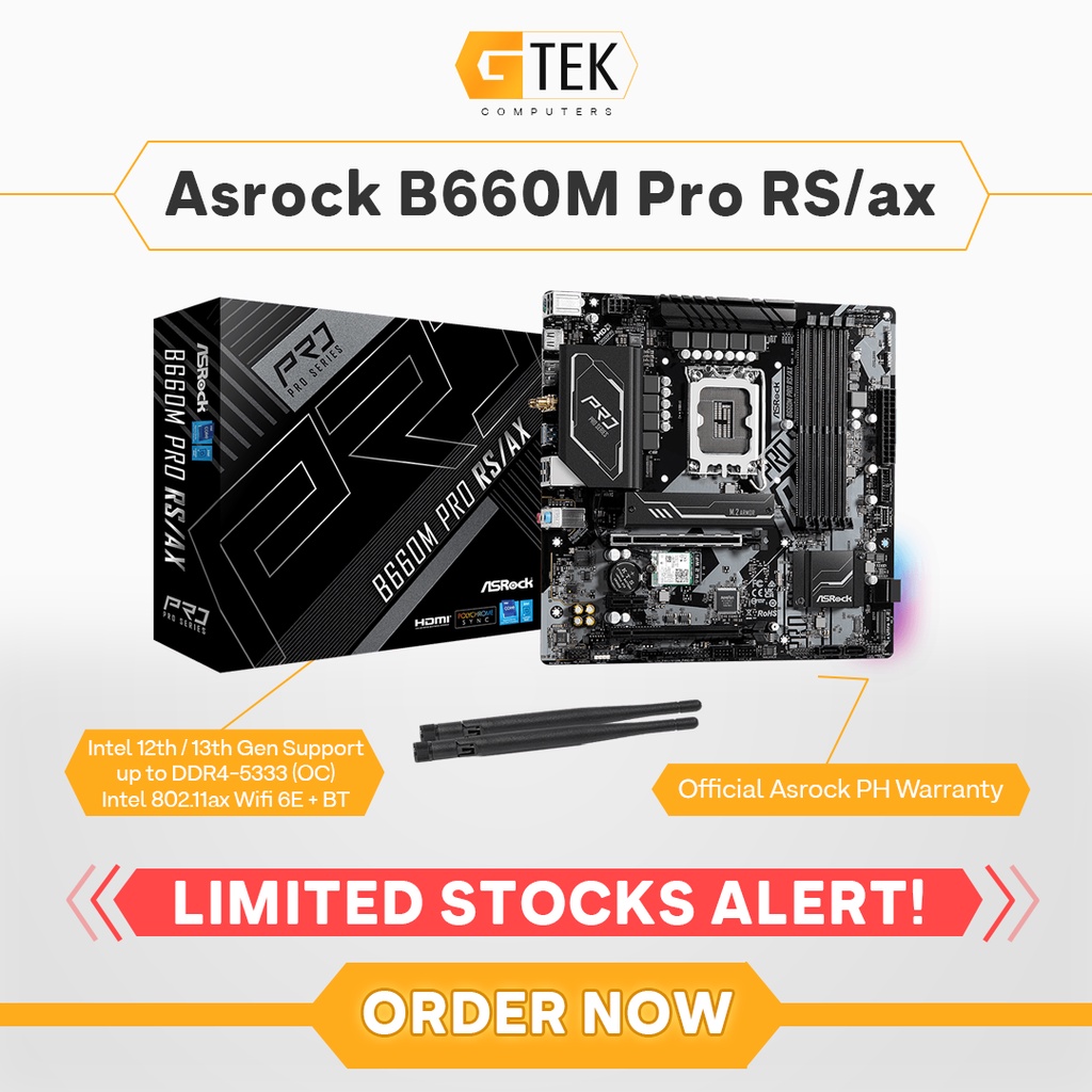 Asrock B660M Pro RS/AX mATX Wifi 6E B660 LGA 1700 Intel Motherboard ...