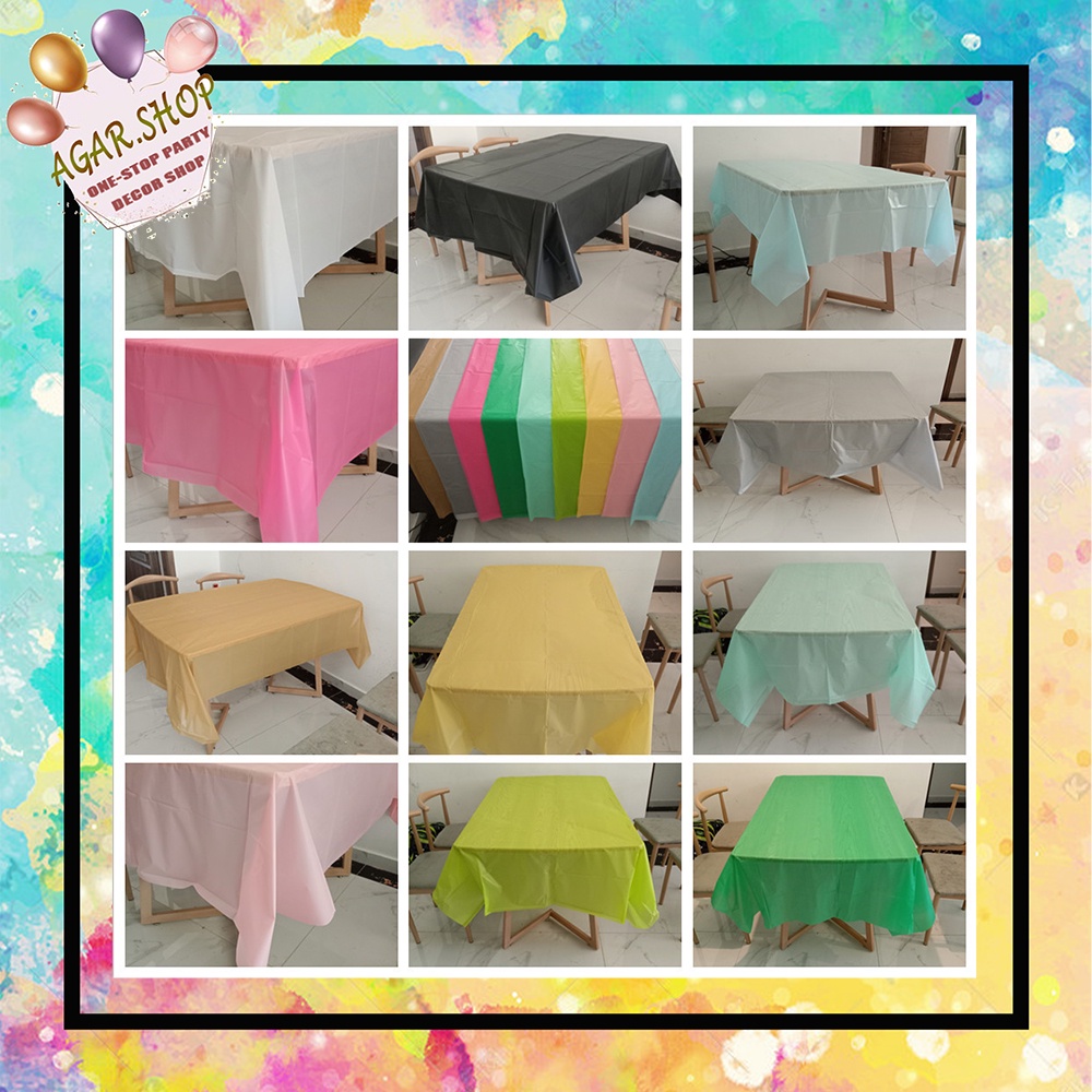 Agar.shop 6 Seater Plain Plastic Table Cover Waterproof Rectangular Disposable Party Decoration ...