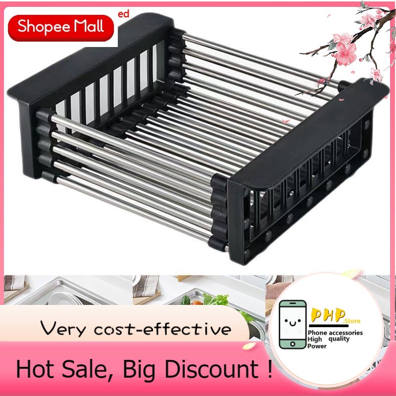 Retractable Sink Water Filter Rack Drain Basket Stainless Steel Kitchen ...