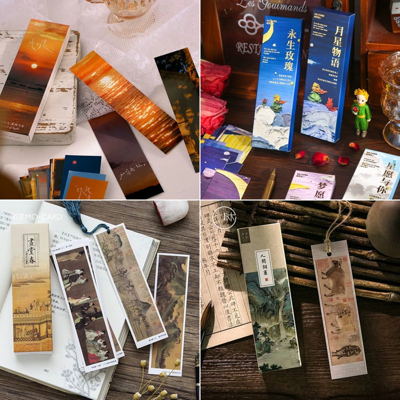 30pcs boxed paper bookmark retro fresh series advanced creative manual ...