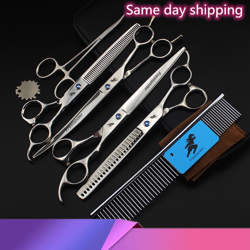 8.0 Inch Shiny Pet Grooming Scissor Set Flat Shears, Curved Shears ...