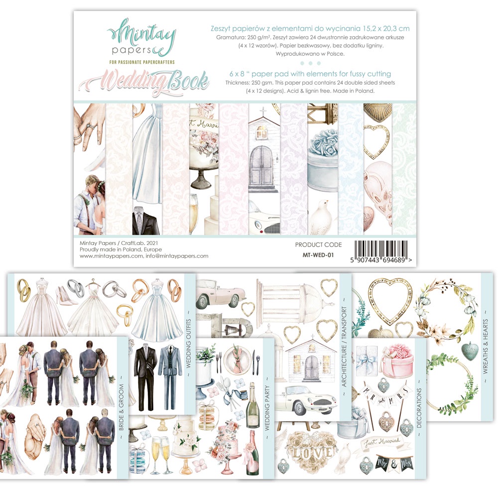 Mintay Wedding Book Paper Pad 6" x 8" with Elements for Precise Cutting ...