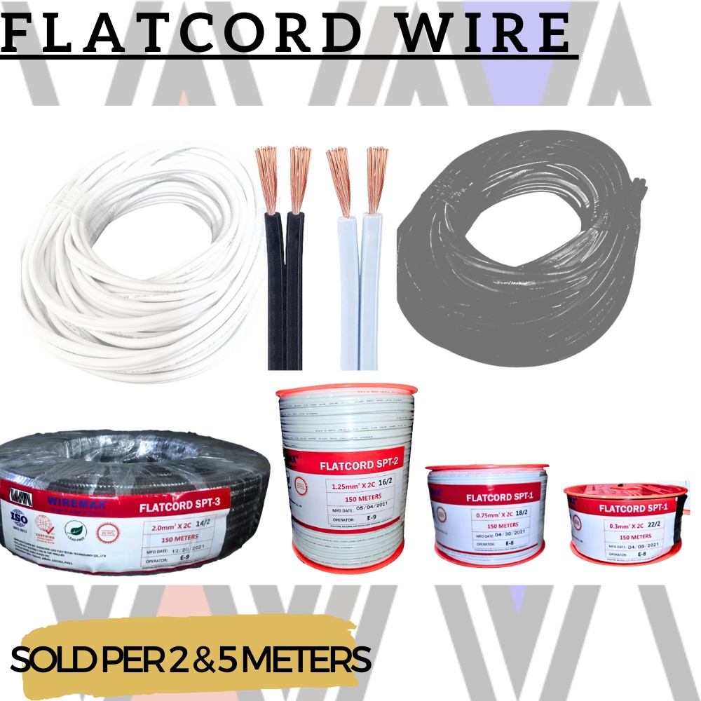 WIREMAX FLATCORD WIRE 16/2 (1.25MM2X2C) 18/2 (0.75MM2X2C) 22/2 (0 ...