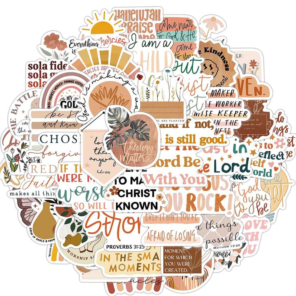 [Large stickers]50Pcs Bohemian Bible Stickers Religious Bible Faith ...