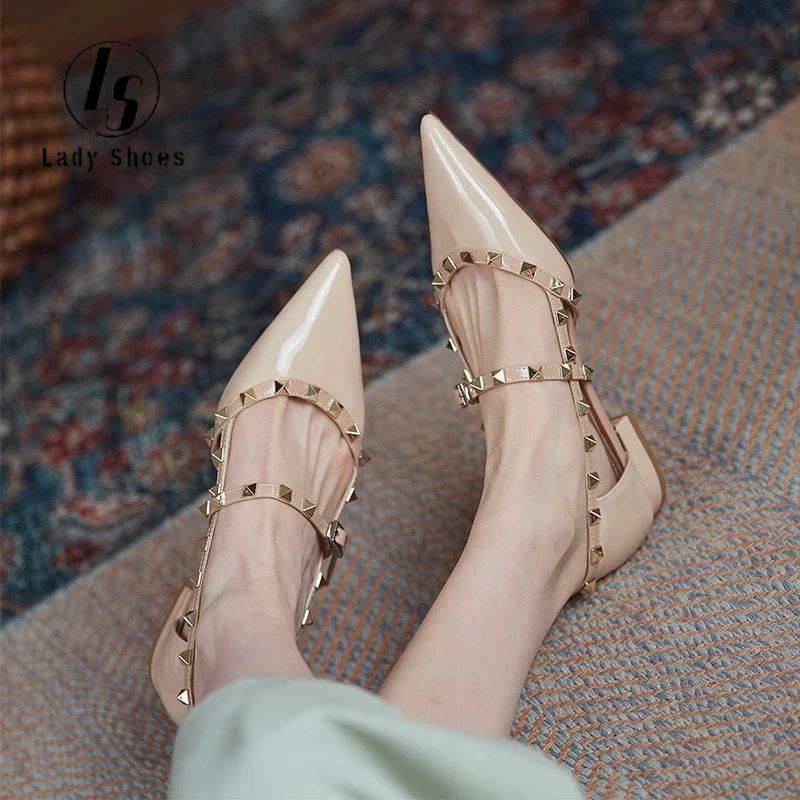 Ready Stock korean sandals Rivet Pointed Bun toe women's 2021 summer ...