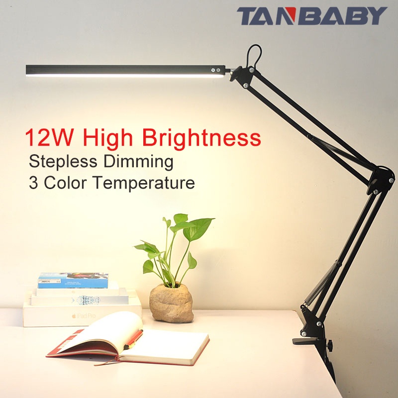 LED Reading Lamp Office Work Computer Table Light Dimmable Tricolors ...