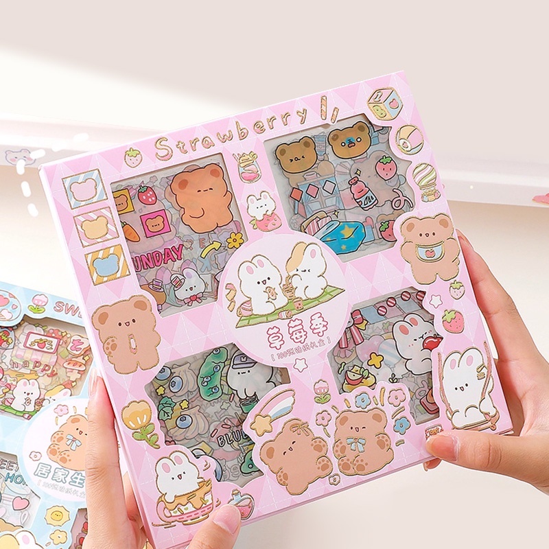100 Sheets Boxed Lovely Cartoon Stickers Set Student Diary Deco DIY ...