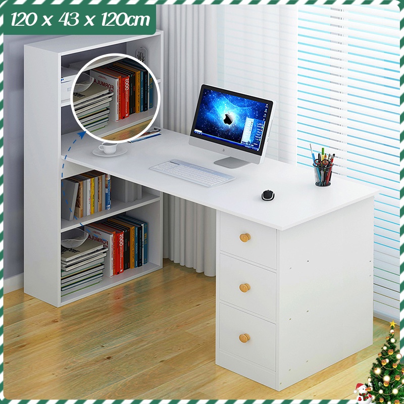 Learning desk with drawers and shelves multi function computer table ...
