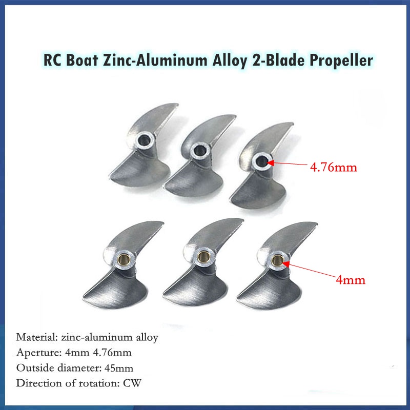 RC Boat 2-blade Propeller 40mm 45mm Prop Zinc-Aluminum Alloy Hole 4mm/4 ...