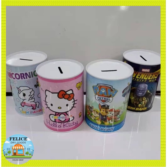 Character Cartoons Can Coin Bank For kIDS | Shopee Philippines