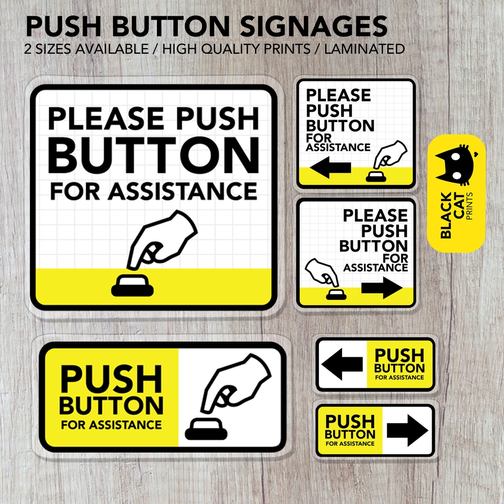 Push Button for Assistance Sign | Laminated Signage | Sign Board ...