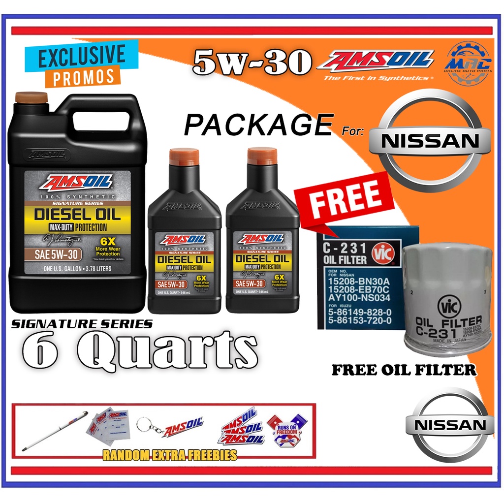 AMSOIL Signature Series Max Duty 5W-30 6 quarts FREE VIC Oil Filter ...
