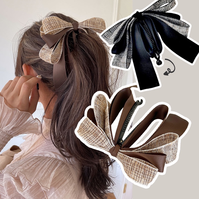 Vertical Clip Girls Hair Clip Sweet Bow Headdress Ponytail Clip Large ...