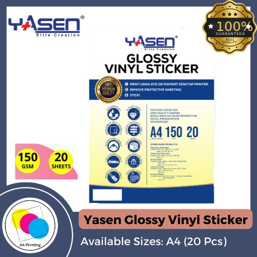 A4 Yasen 20 Pieces Glossy Vinyl Stickers | Shopee Philippines