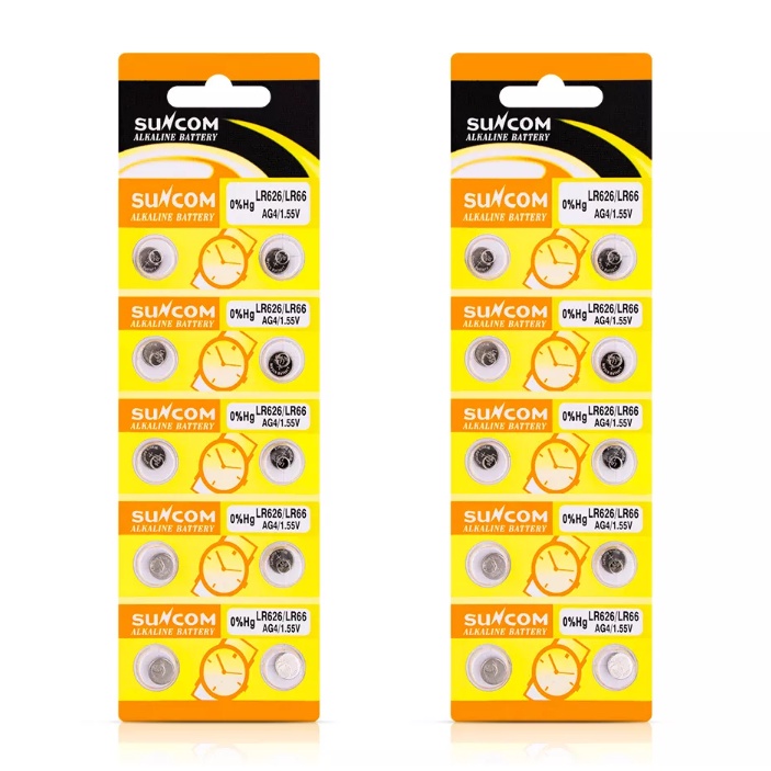 AG4 LR626 LR66 alkaline push button coin cell watch batteries Suncom ...