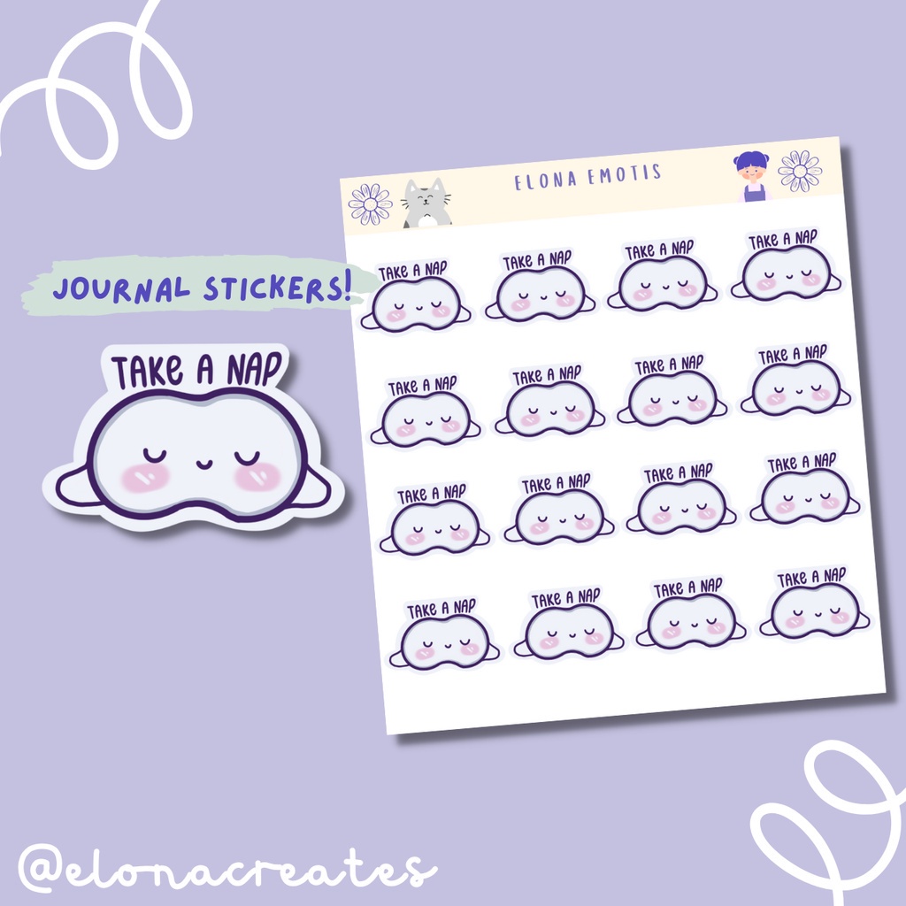 Nap Time Sleeping Mask Mood Activity Planner And Journal Sticker Sheet ...