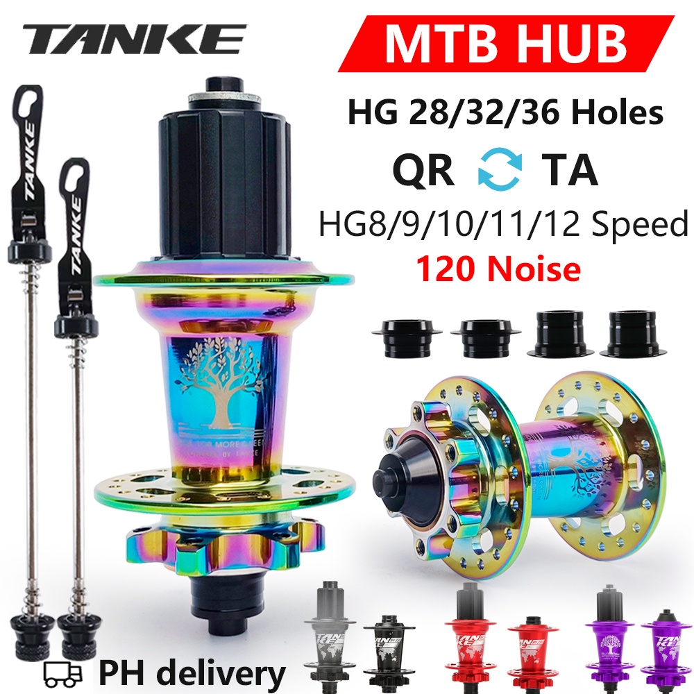 TANKE MTB Hub 6Paw 120 Sound 4 Bearing 28 32 36 Holes Quick Release Thru-Axle Exchange Disc Card ...