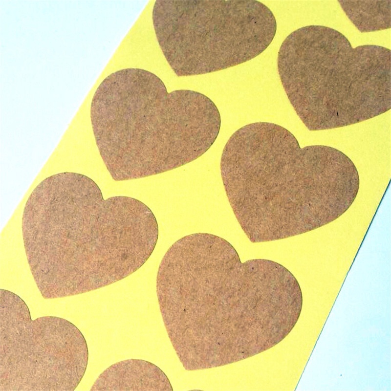 EcoFriendlyStuffs Blank Kraft Brown Heart Stickers (Sold per Sheet of ...