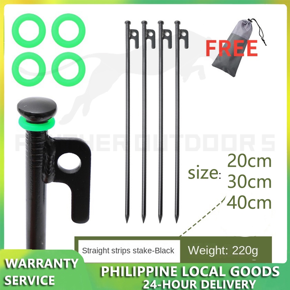 4 pieces of heavy-duty black steel metal tent pin camping pile pin ...