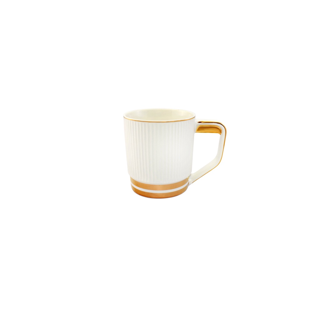L2002C-W Striped Coffee Cup w/ Gold Touches White | Shopee Philippines