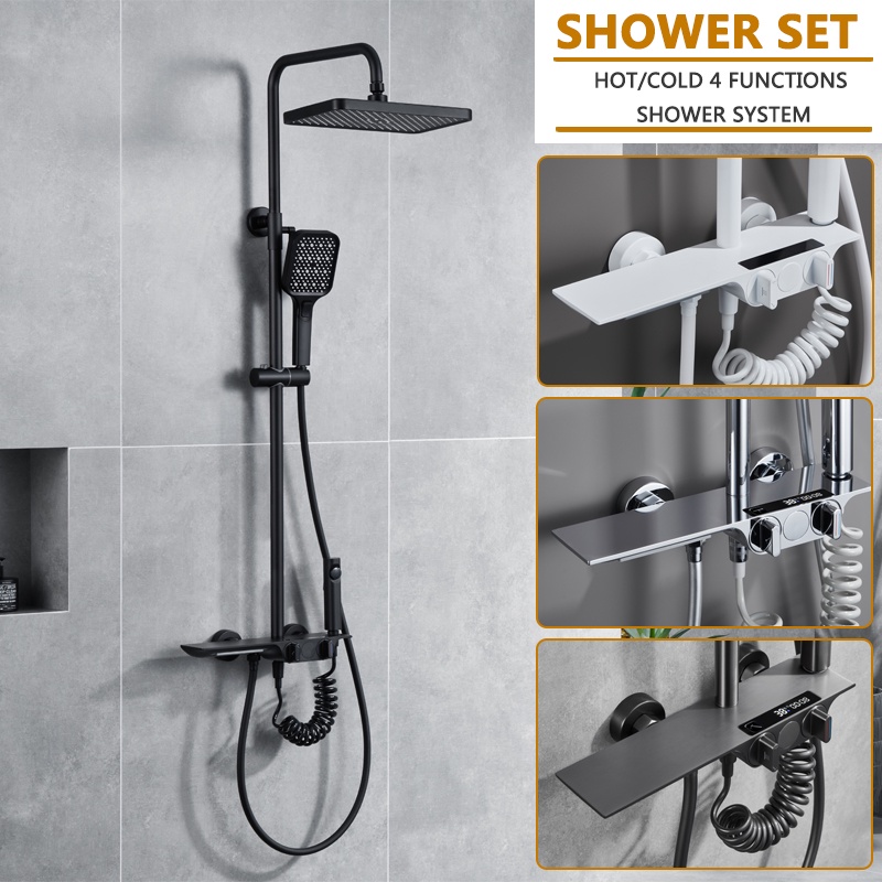 Shower Column Set System Digit Temperature Chrome Black White Grey 4 ...