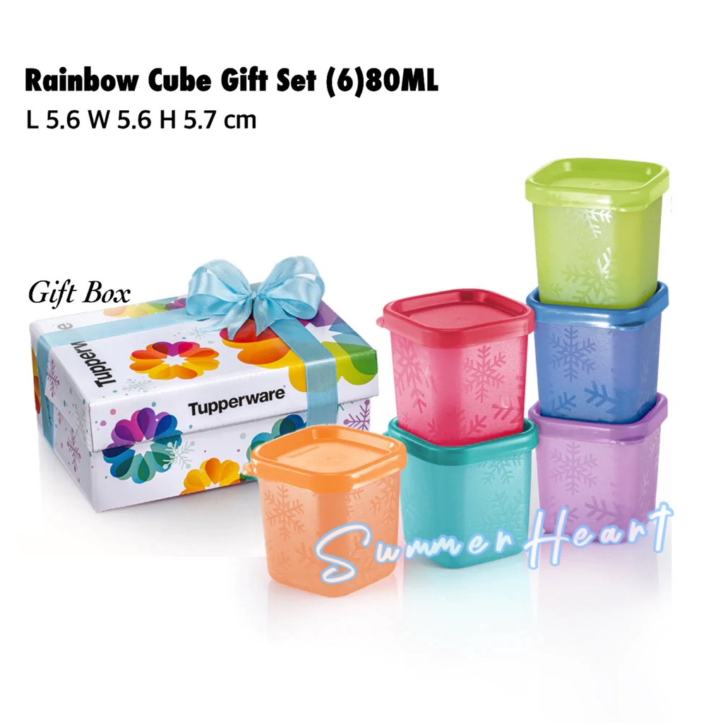Tupperware Rainbow Cube Set (6)80ml / Petit Snowflake Square Round ...