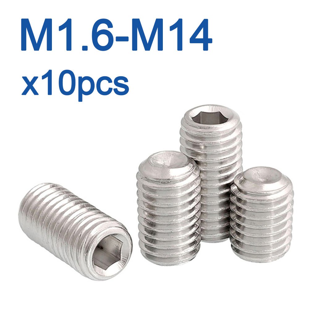 10 pcs/lot Hex Socket Set Screw Cup Point Stainless Steel M2 M3 M4 M5 M6 M8 M10 Headless Hexagon ...
