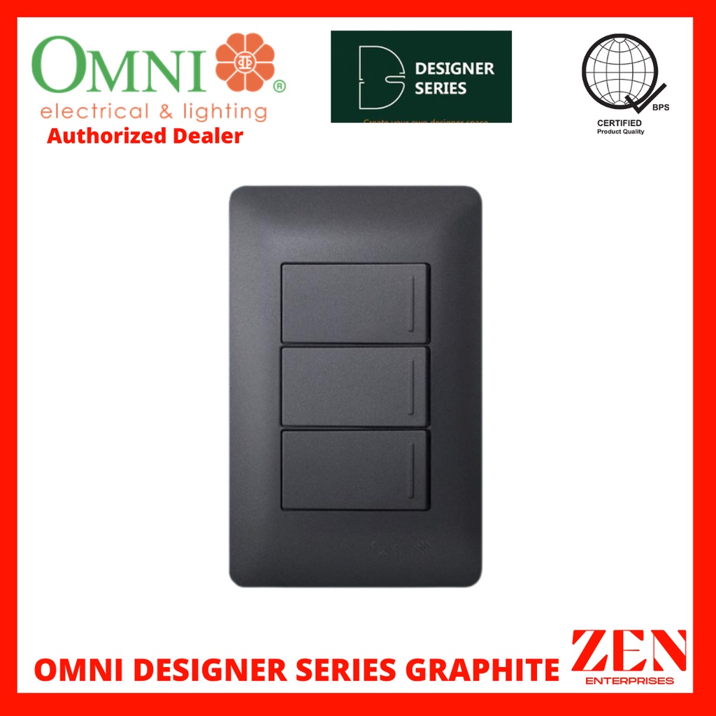 Omni Designer Series GRAPHITE 1 Way 3 Way Switch Set 16A (1GANG, 2GANG ...