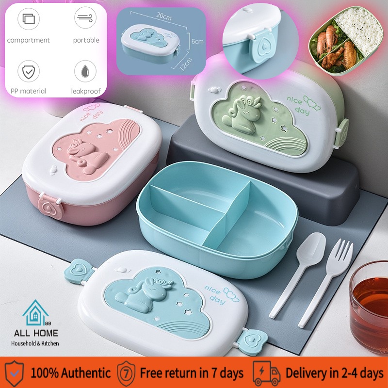 3 Grid Food Grade Lunch Box With Utensils Portable Picnic Food Fruit ...