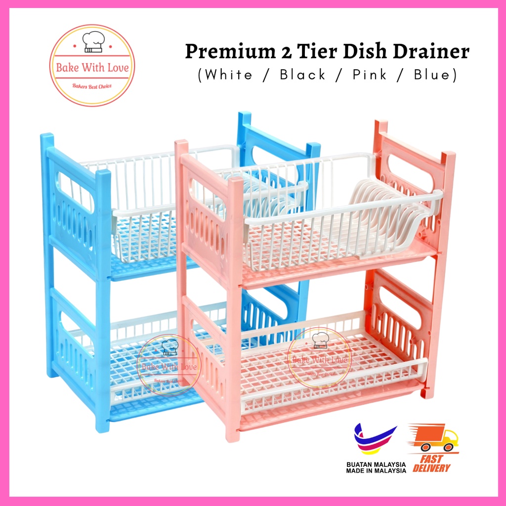 Multipurpose 2 Tier Premium Plastic Dish Drainer Kitchen Storage Organizer / Rak Pinggan / Rak ...