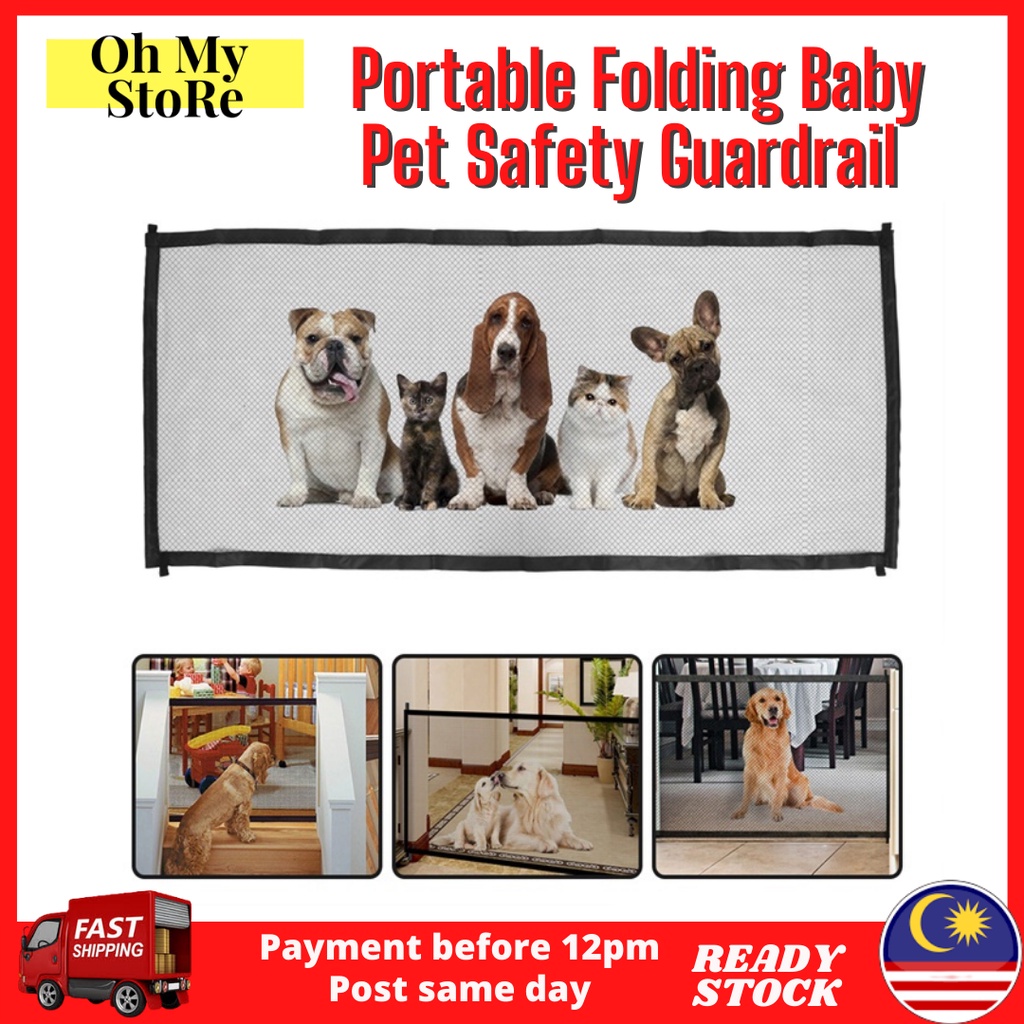 Puppy Cat Home Railing Isolation Safety Gate Portable Folding Mesh Net ...
