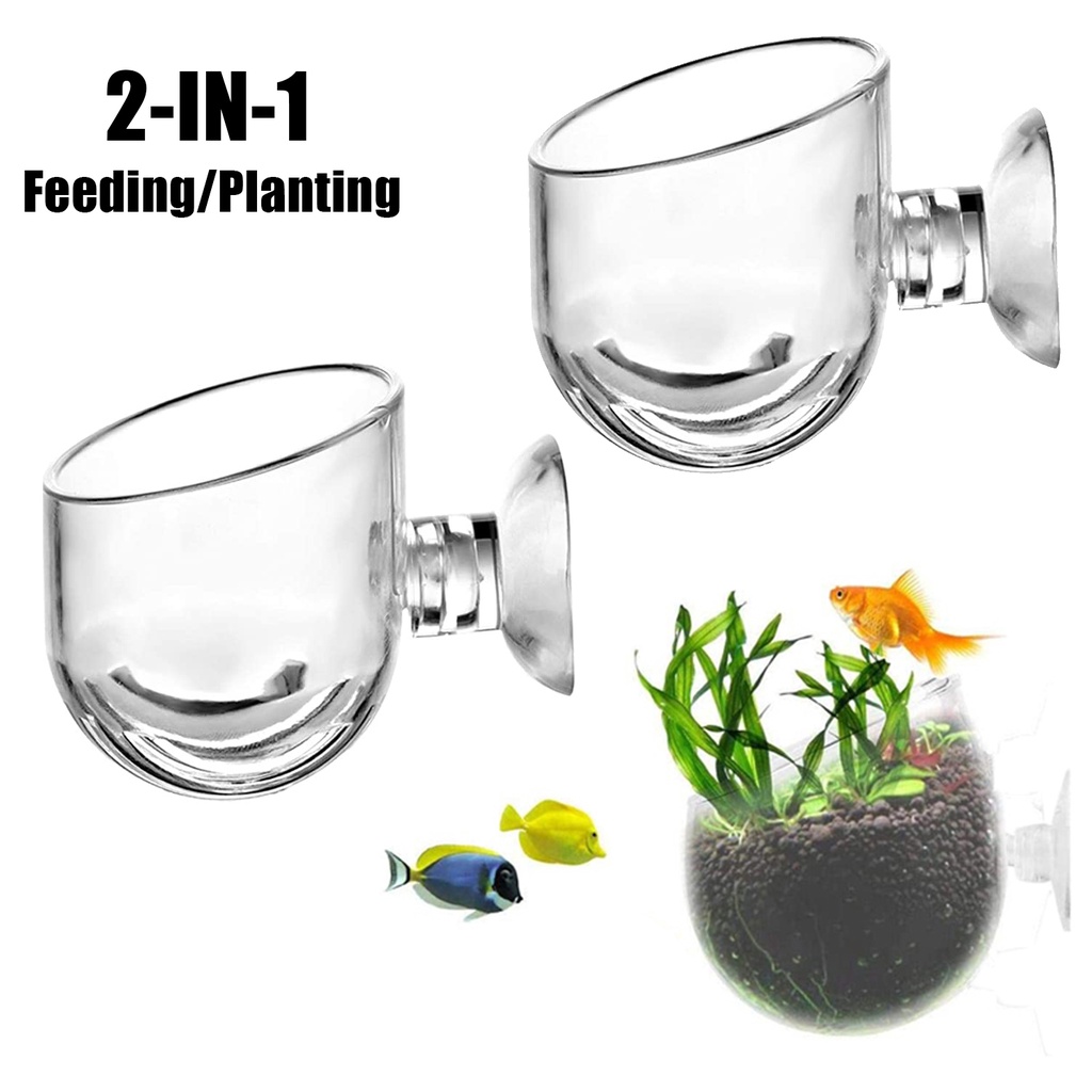 Aquarium Hanging Feeding Cups Fish Tank Decorations Mini Crystal ...