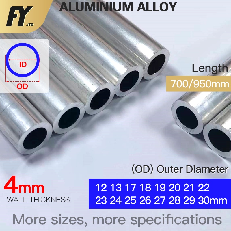 FUYI aluminum tube 4mm wall thickness OD 12-30mm pipe 700mm 950mm length Straight 12 13 16 17 18 ...